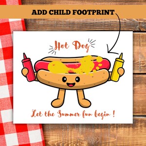 Summer Footprint Art. Hot Dog Craft for Babies, Toddlers. Fun Activity ...