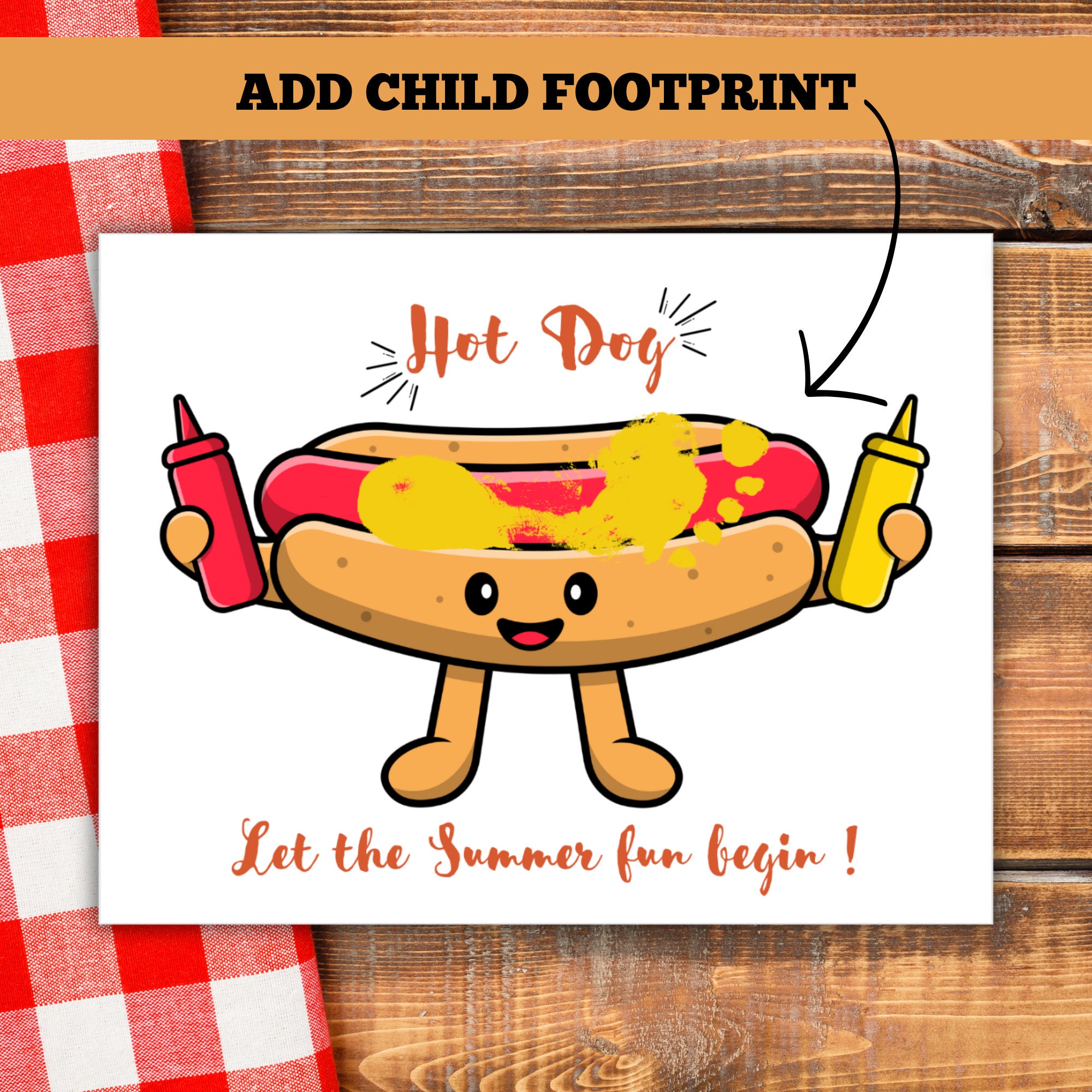 Summer Footprint Art. Hot Dog Craft for Babies, Toddlers. Fun Activity ...