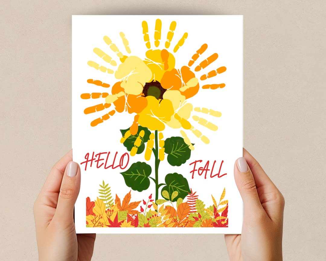Fall Handprint Art, Sunflower Handprint Craft, Preschool Activity for ...