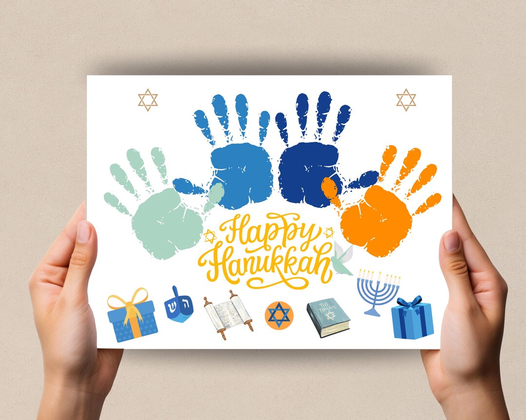 Hanukkah Handprint Craft, Handprint Art, Daycare Craft Happy Hanukkah ...