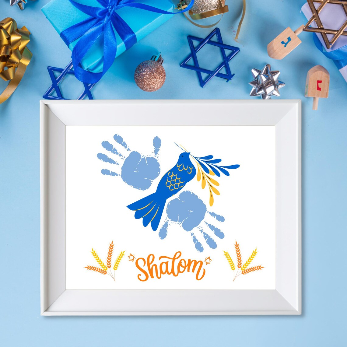 Hanukkah Handprint Craft, Handprint Art, Shalom, Preschool Activity ...