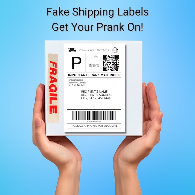 Fake Shipping Label Editable Template, Custom Label for Gifts - Fake ...