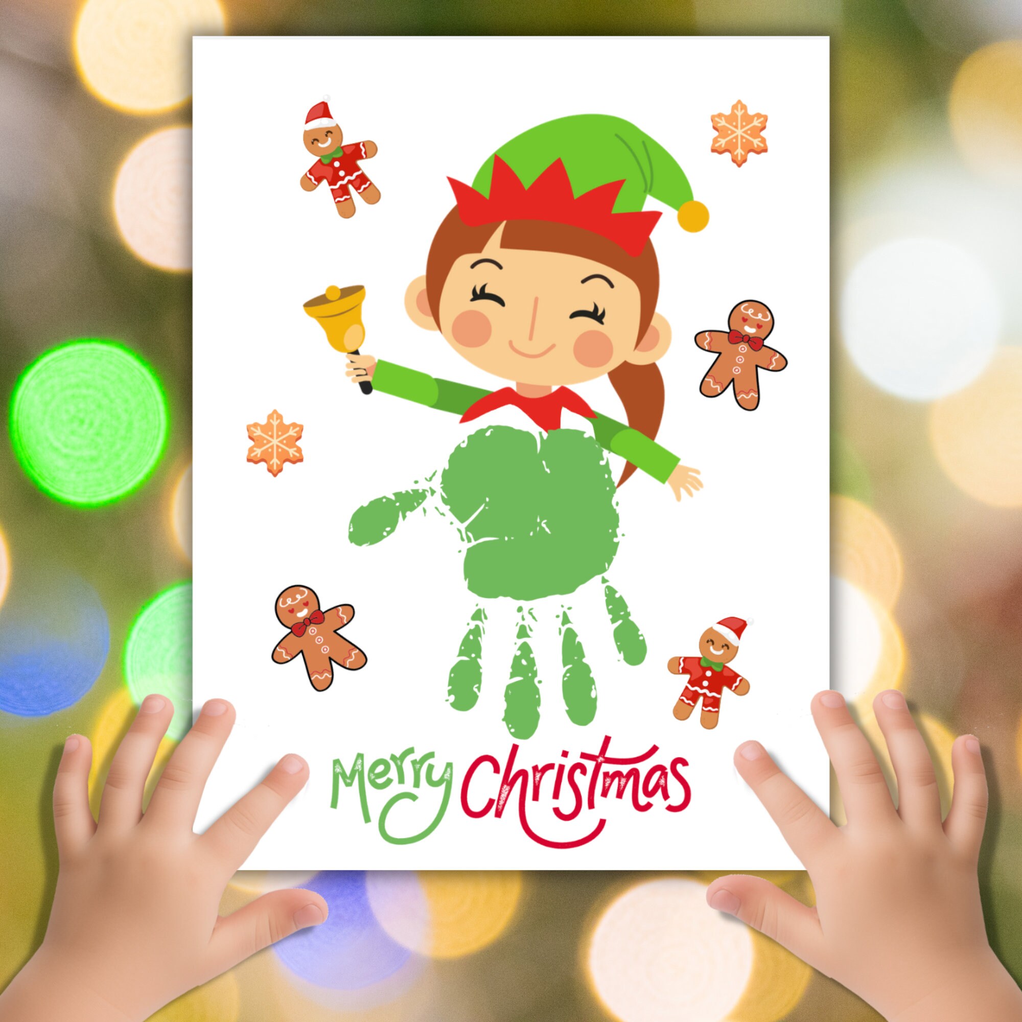 Christmas Handprint Craft, Handprint Art Christmas Elf, Christmas ...