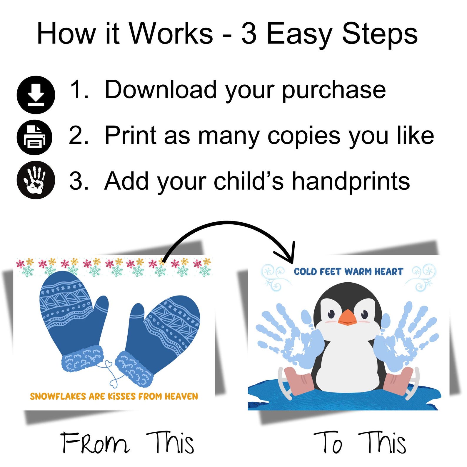 Winter Handprint Craft, Winter Handprint Art, Handprint Printable ...
