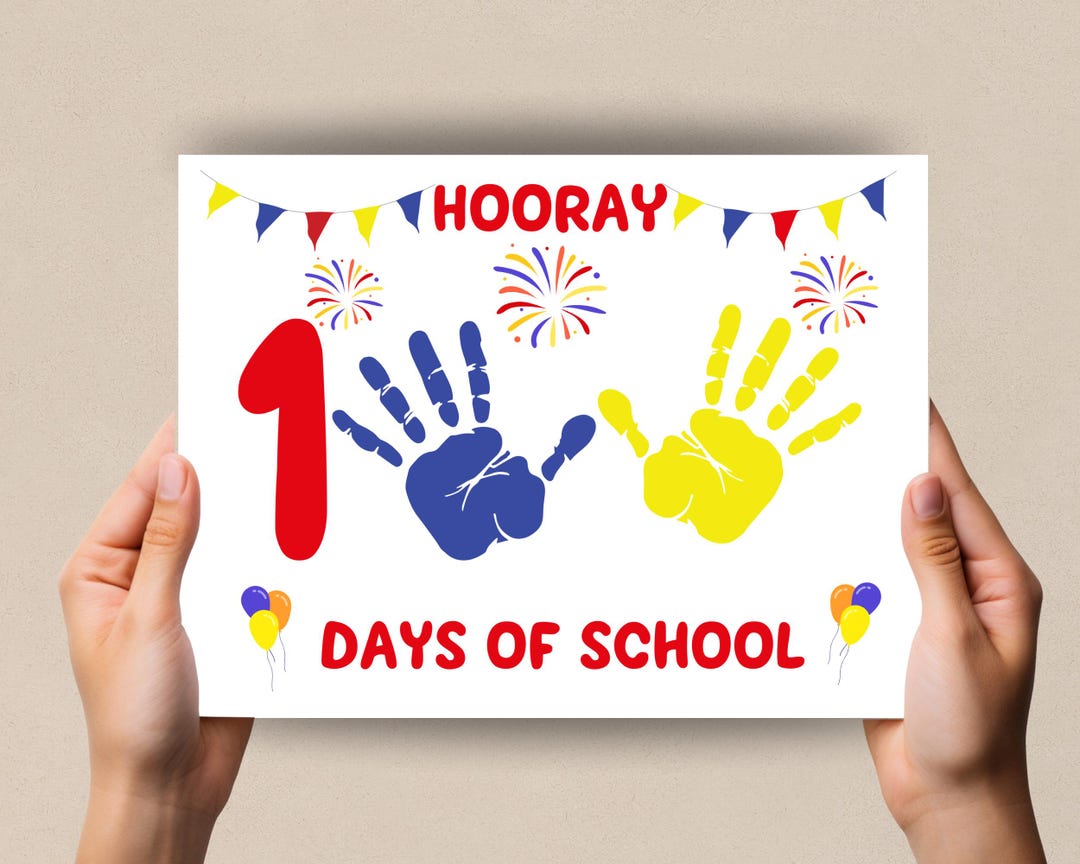 100 Days of School Handprint Craft, Handprint Art, Daycare Activity ...