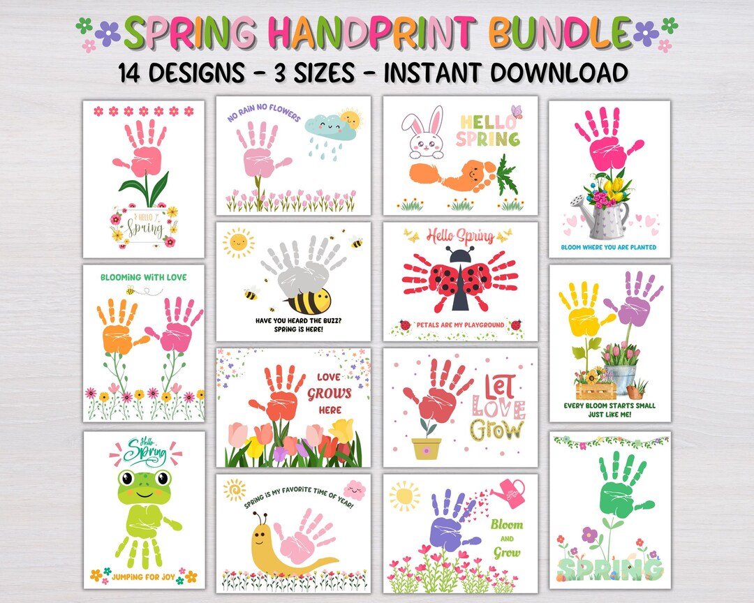 Spring Handprint Craft, Spring Handprint Art, Printable Activity Babies ...