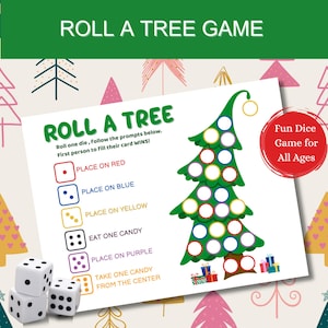 Roll a Tree Game, Printable Holiday Game, Christmas Party, Candy Game ...