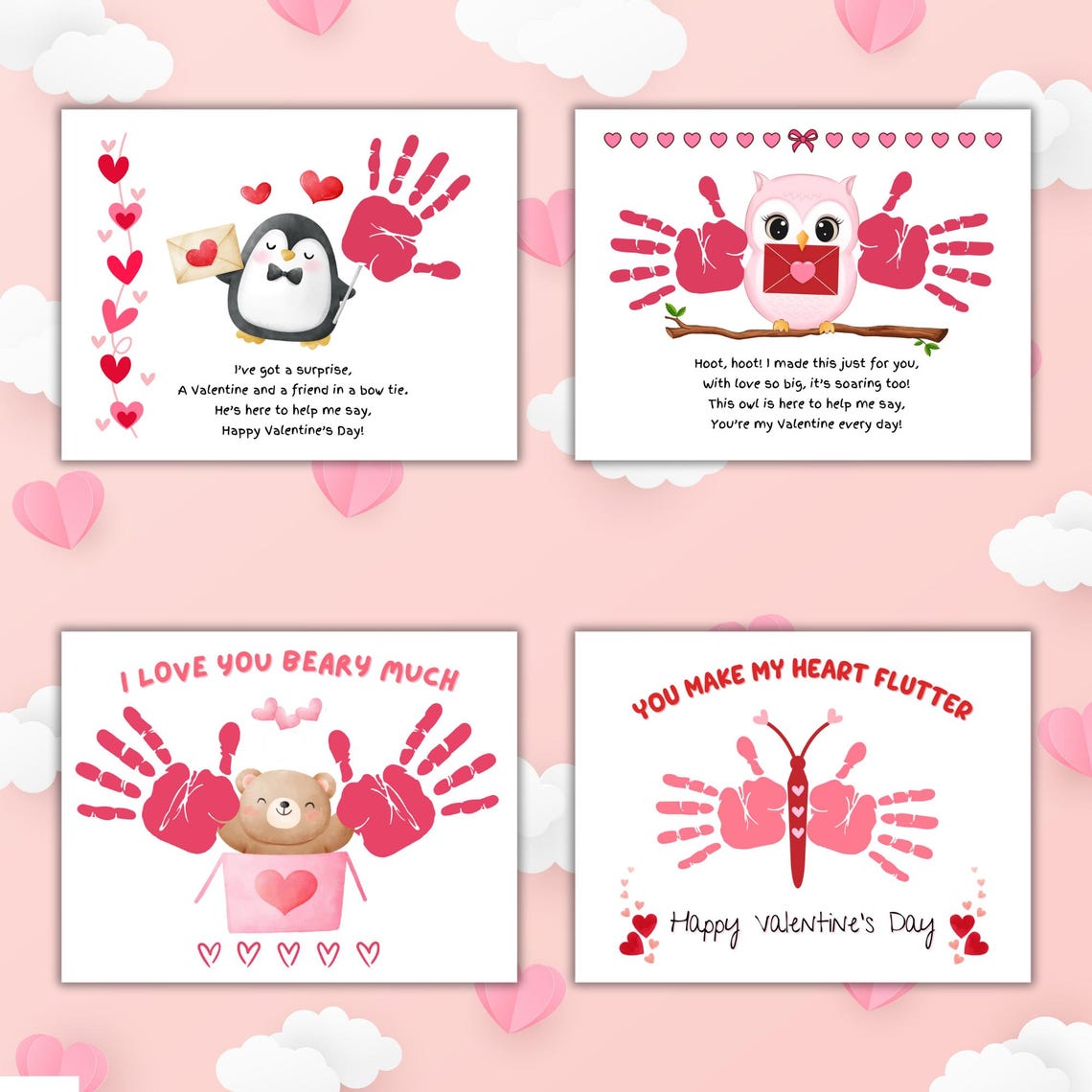 Valentines Day Handprint Art, Valentines Day Handprint Craft, Printable ...