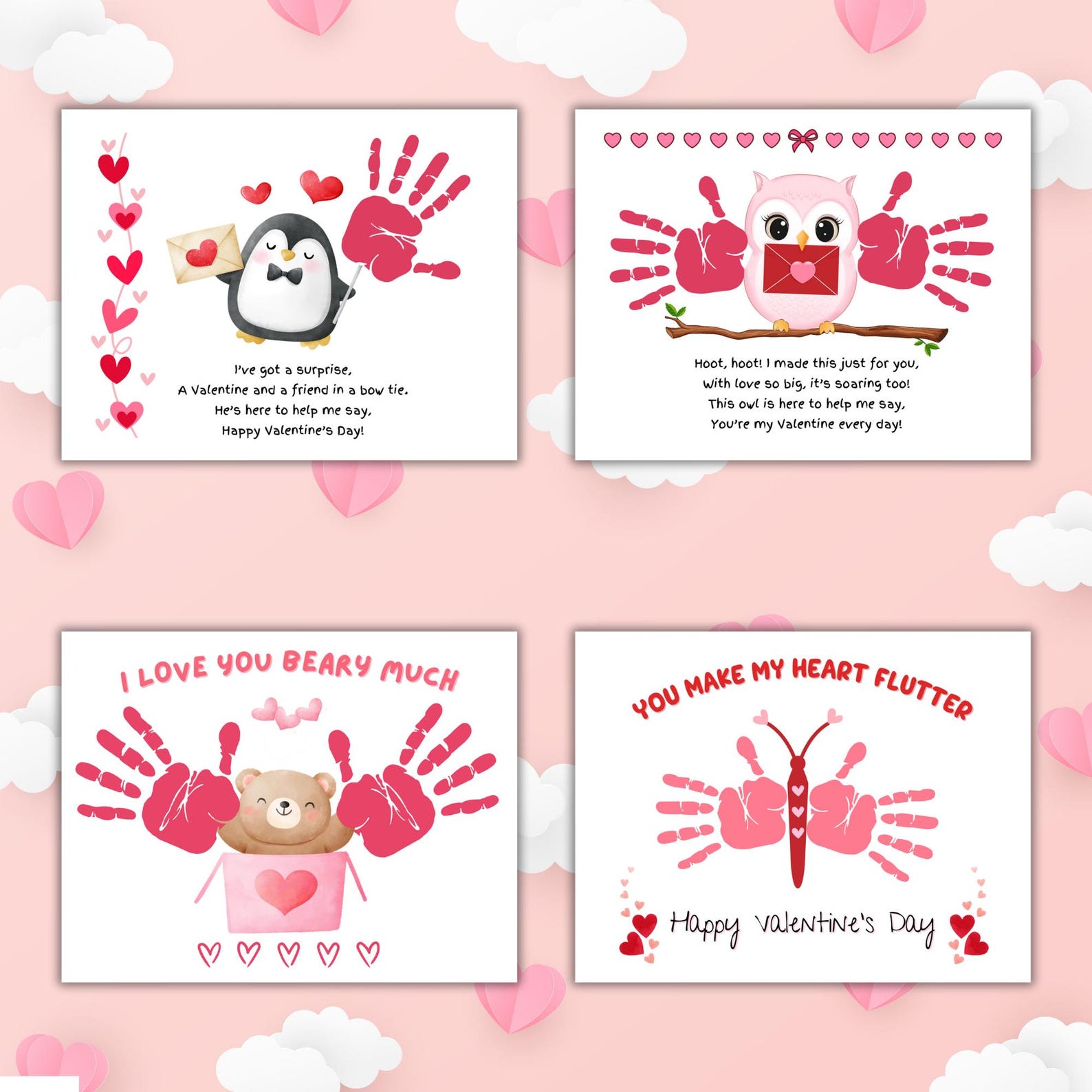 Valentines Day Handprint Art, Valentines Day Handprint Craft, Printable ...