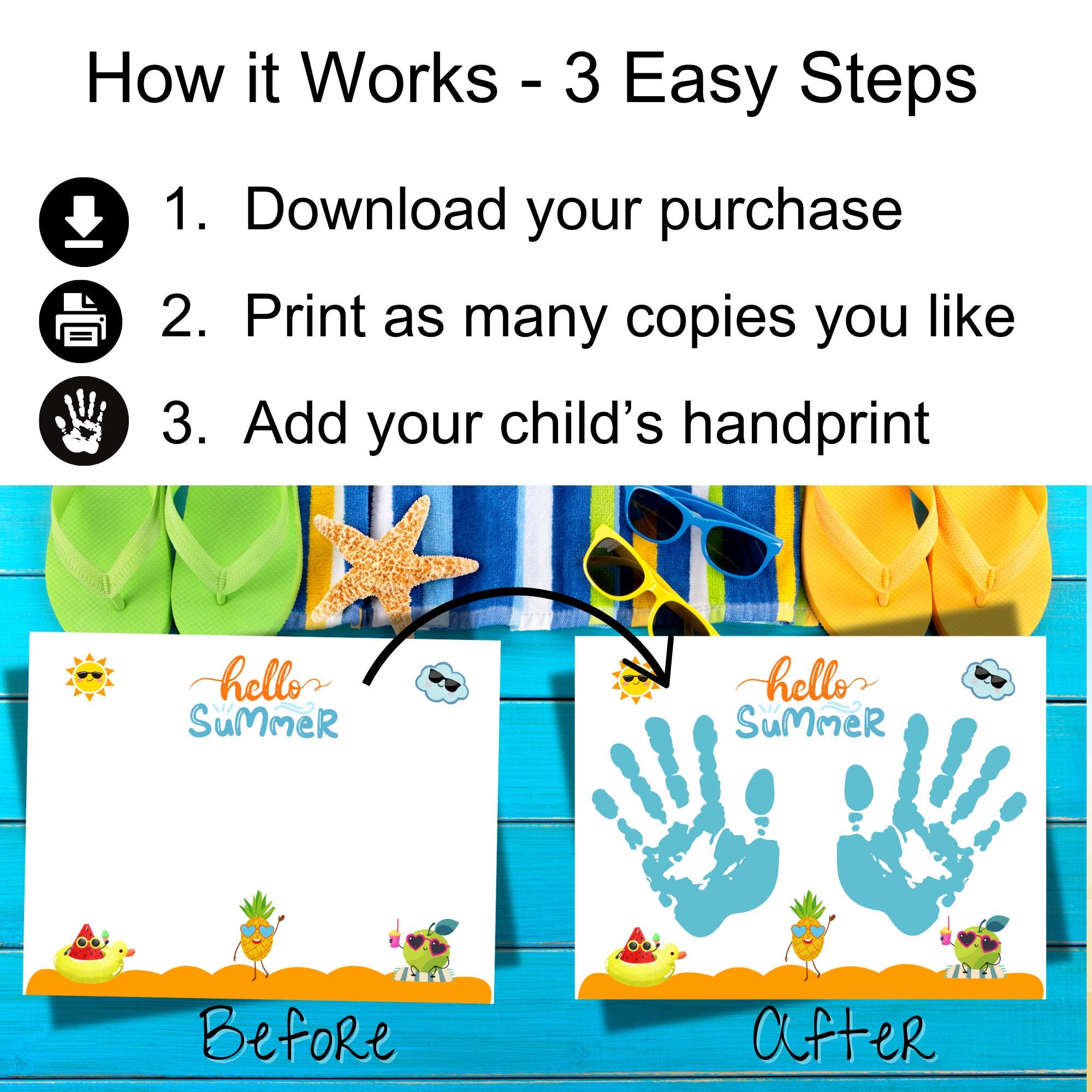 Summer Handprint Craft, Handprint Art, Hello Summer Handprint ...