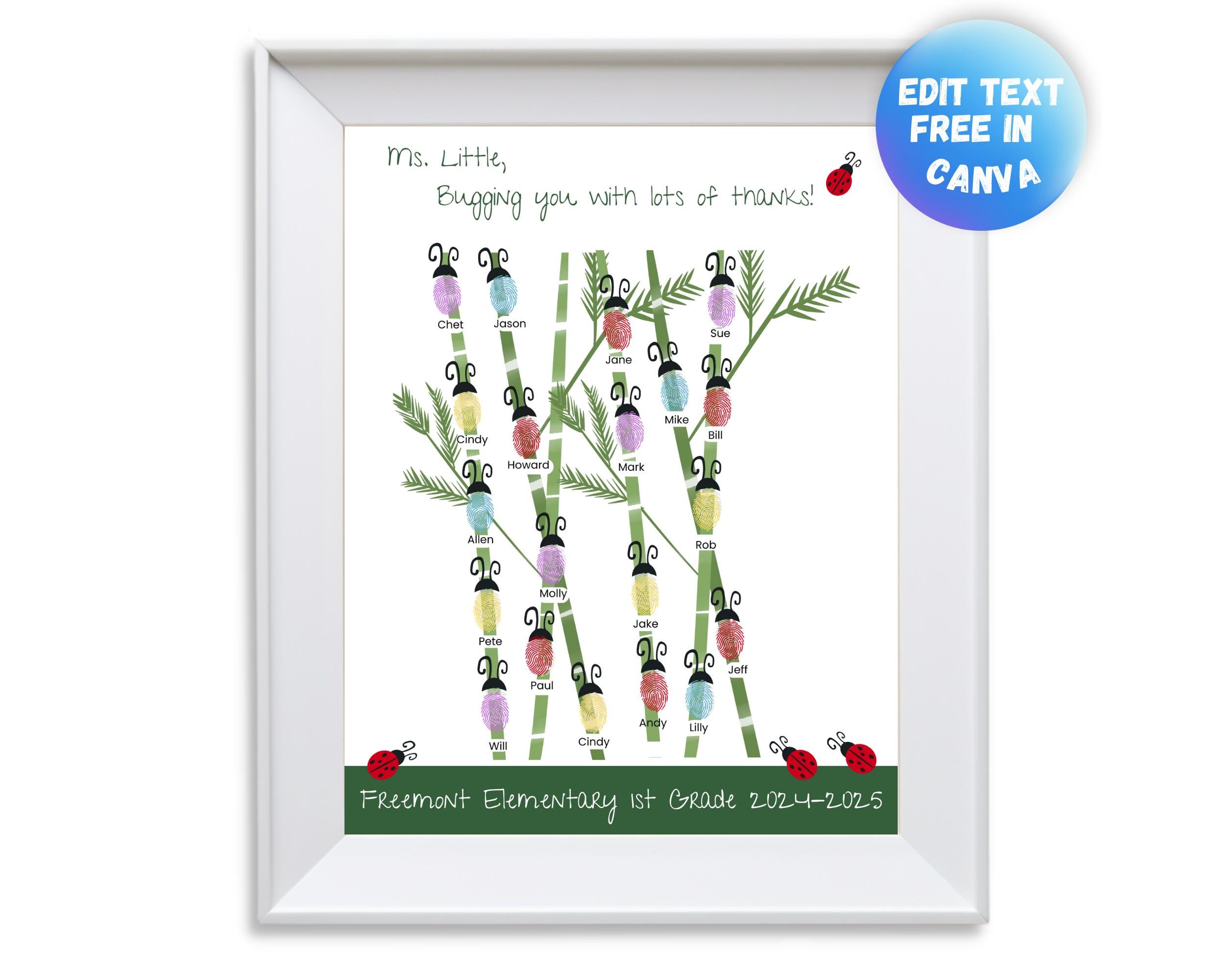 Teacher Appreciation Gift, Fingerprint Art, Handprint Craft, Ladybug ...