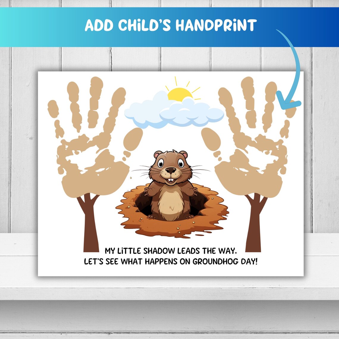 Groundhog Day Handprint Craft, Winter Handprint Keepsake, Groundhog Day ...