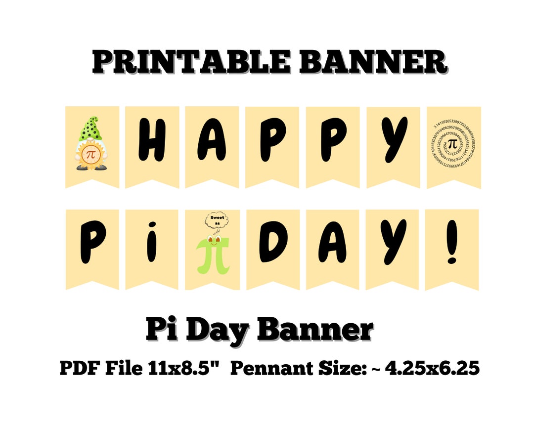Pi Day Printable Banner, 3-14 Pi Day Classroom Party Banner, Happy Pi ...