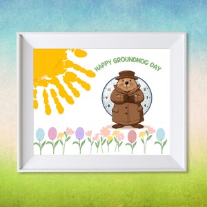 Groundhog Day Handprint Craft, Winter Handprint Art, Groundhog Day ...