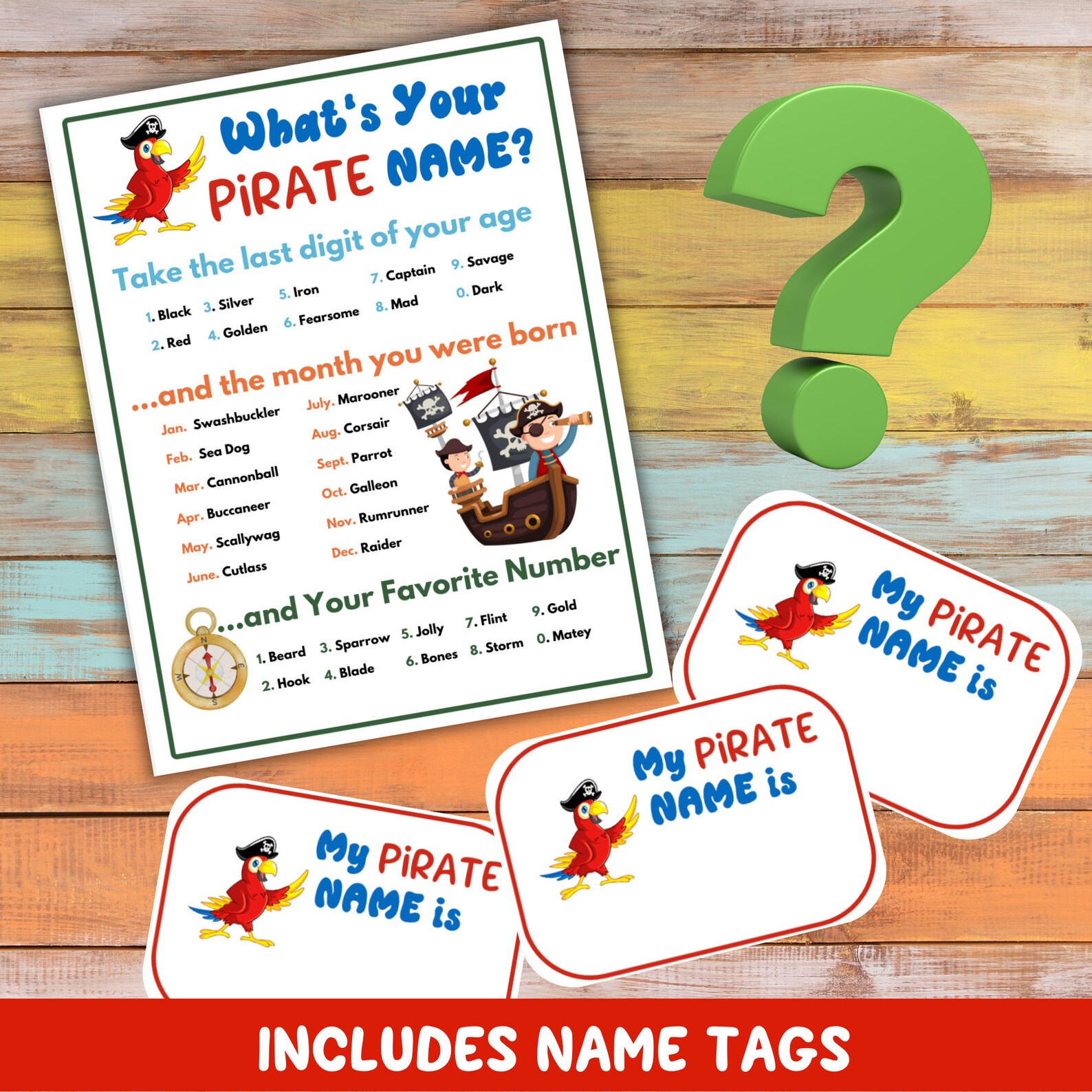 What's Your Pirate Name, Office Party Game, Talk Like a Pirate Day ...
