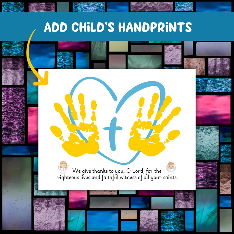 All Saints Day Handprint Craft, Handprint Art Prayer Hands, Preschool ...