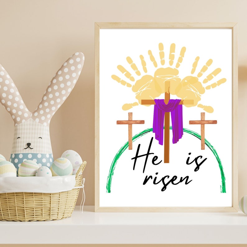 Easter Handprint Art, He Has Risen Craft, Easter Gift Memory Keepsake ...