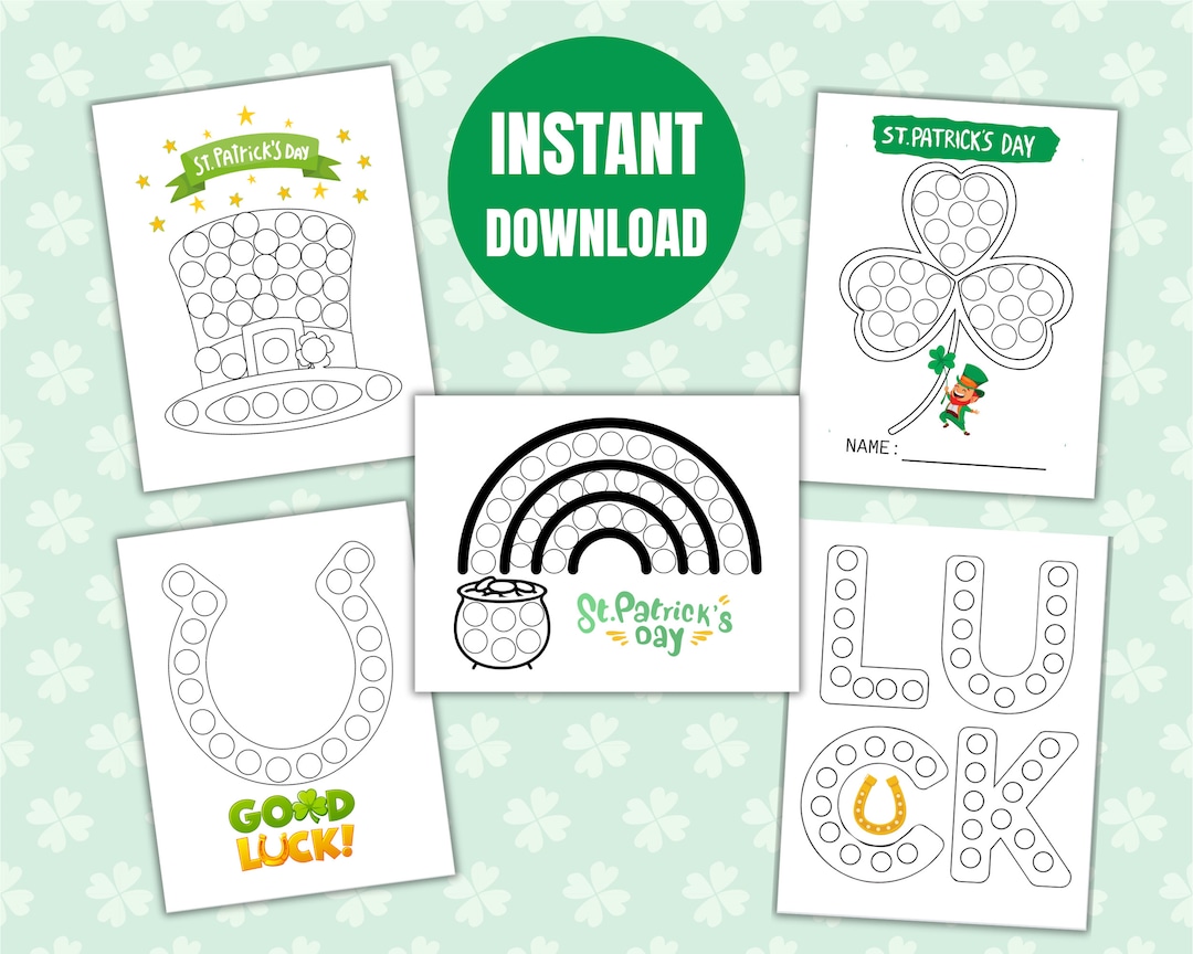 St Patrick's Day Dot Marker Coloring Page Bundle for Preschoolers. St ...