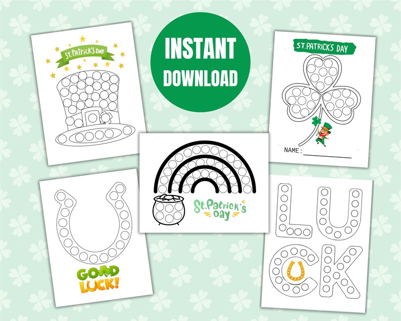 St Patrick's Day Dot Marker Coloring Page Bundle for Preschoolers. St ...