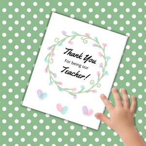 Teacher Appreciation Gift, Fingerprint Art. Year End Gift for Teacher ...
