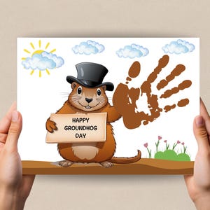 Groundhog Day Handprint Craft, Groundhog Day Handprint Art, Daycare ...
