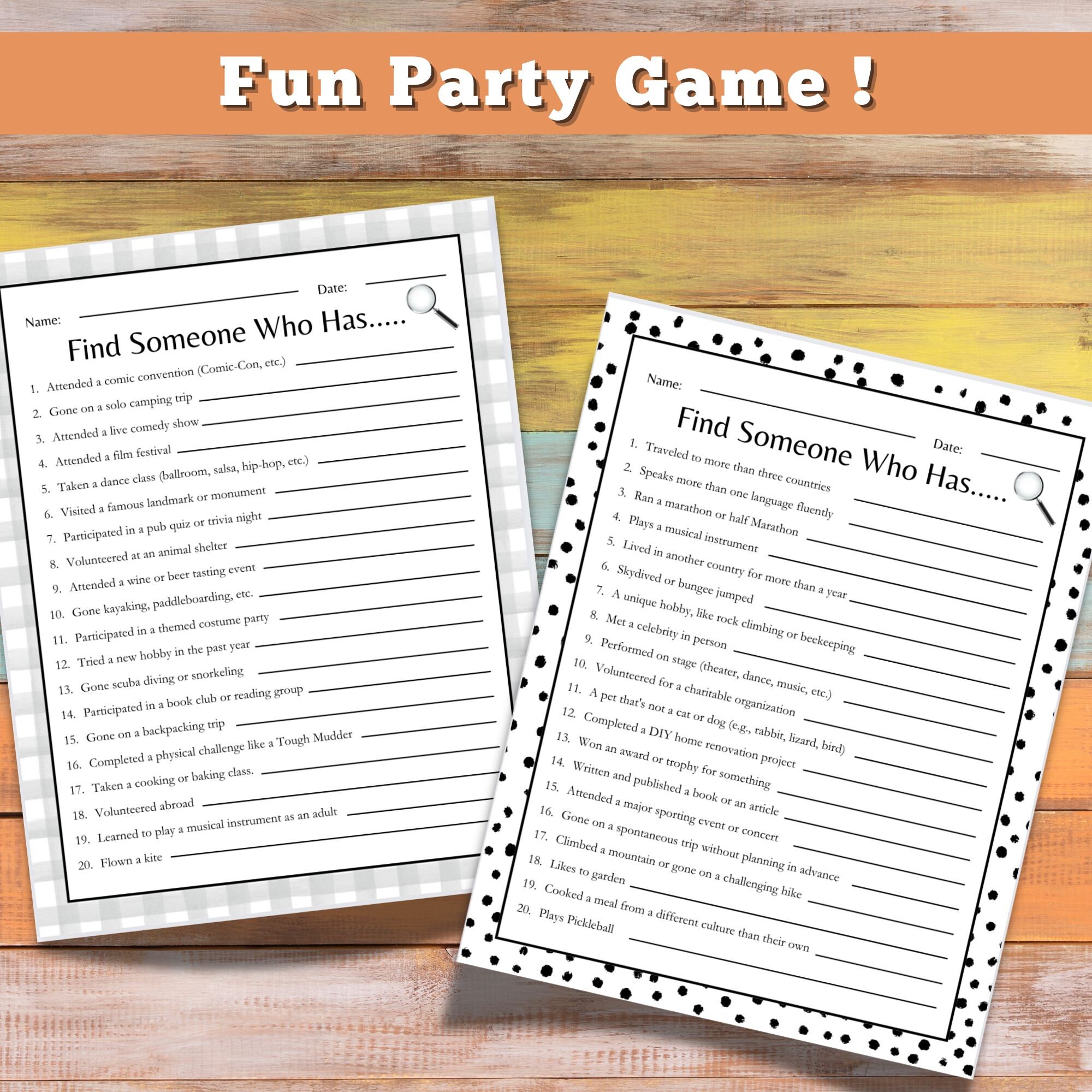 Adult Scavenger Hunt, Find Someone Who… Ice Breaker Game. Great for ...