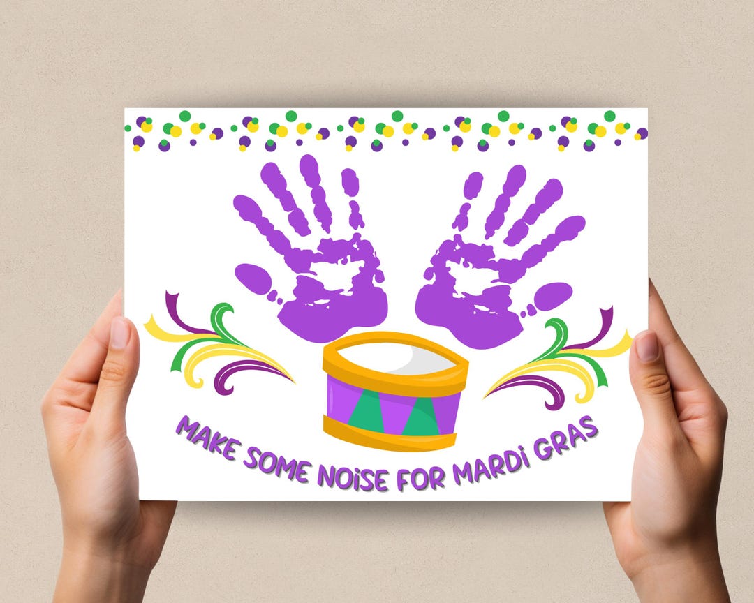 Mardi Gras Handprint Craft, Mardi Gras Handprint Art, Drum Handprint ...