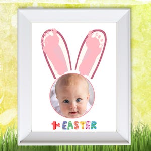 Easter Bunny Footprint Craft, Easter Photo Baby First Easter, Handprint ...