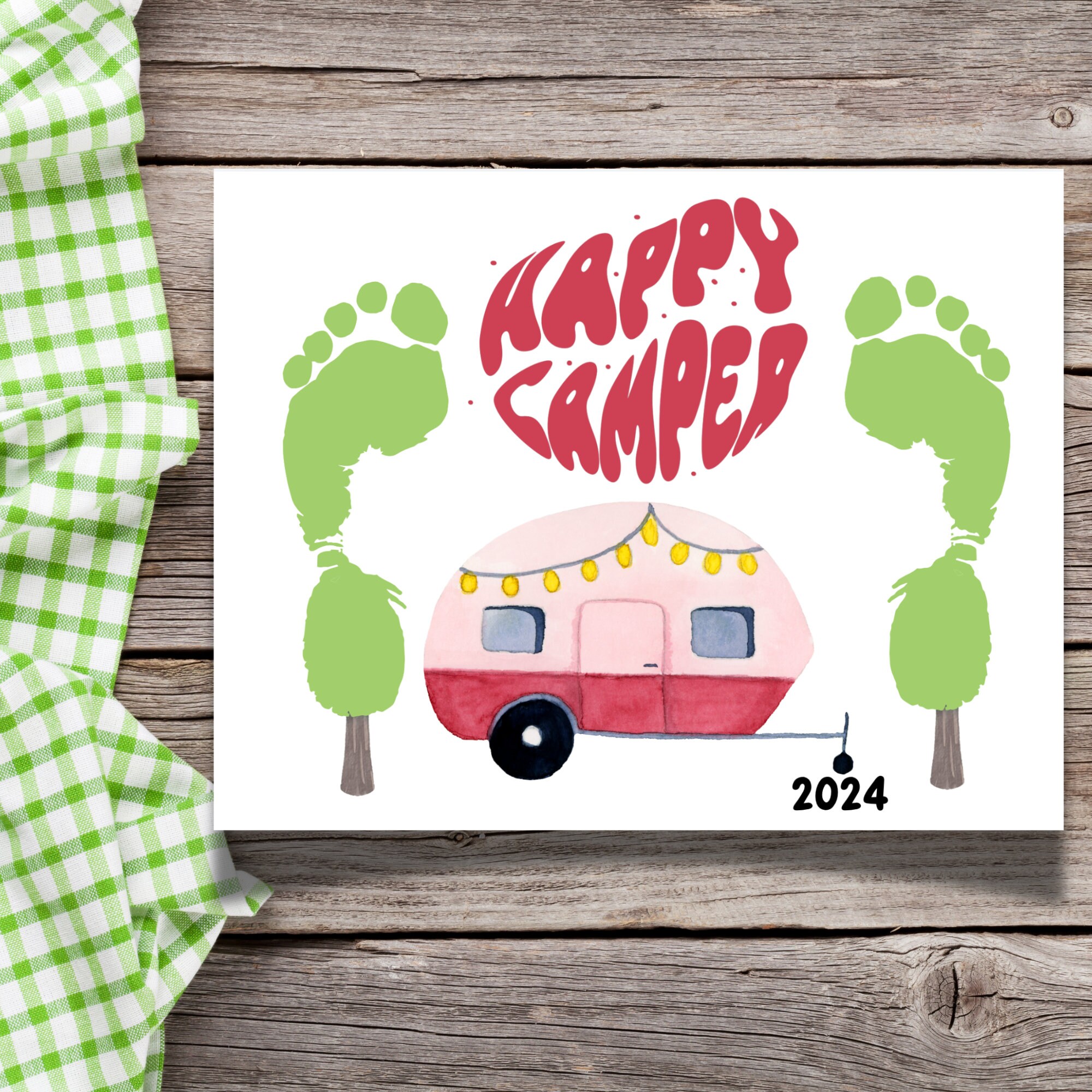 Summer Footprint Art. Happy Camper Craft for Babies, Toddlers. Activity ...