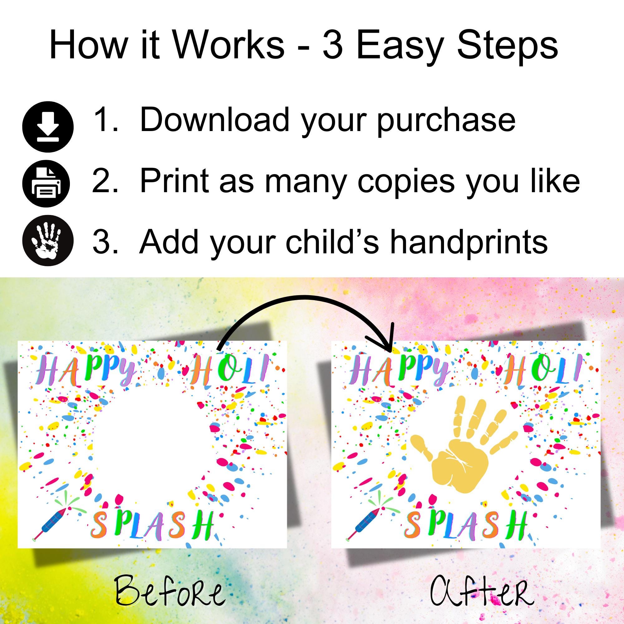 Holi Handprint Craft, Holi Handprint Art, Preschool Handprint Keepsake ...