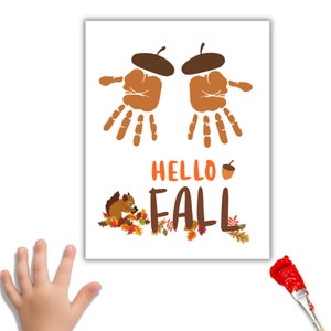 Fall Handprint Art, Acorn Handprint Craft, Preschool Activity for ...