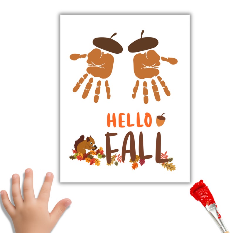 Fall Handprint Art, Acorn Handprint Craft, Preschool Activity for ...