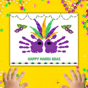 Mardi Gras Handprint Craft, Handprint Art, Printable Activity, Baby and ...