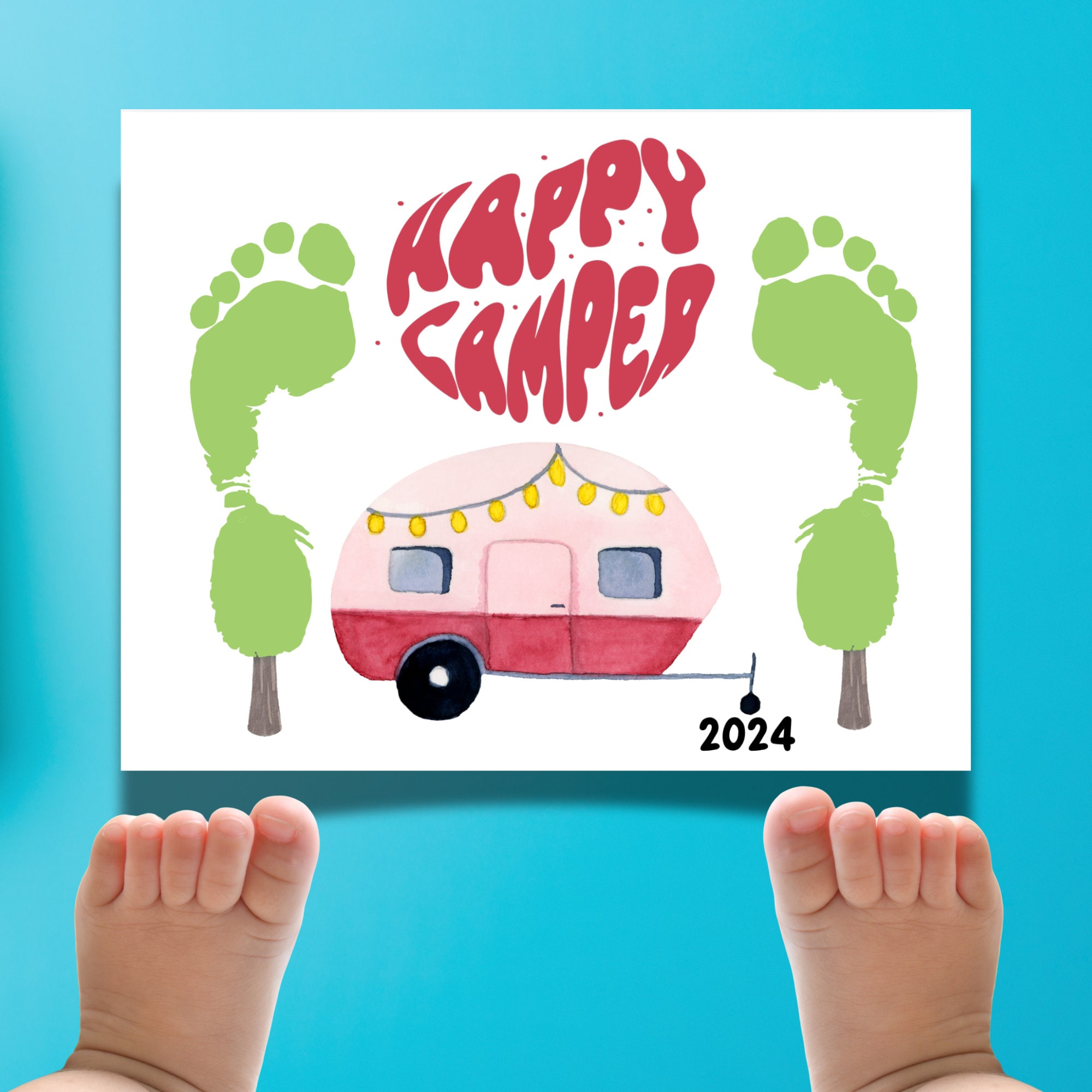 Summer Footprint Art. Happy Camper Craft for Babies, Toddlers. Activity ...