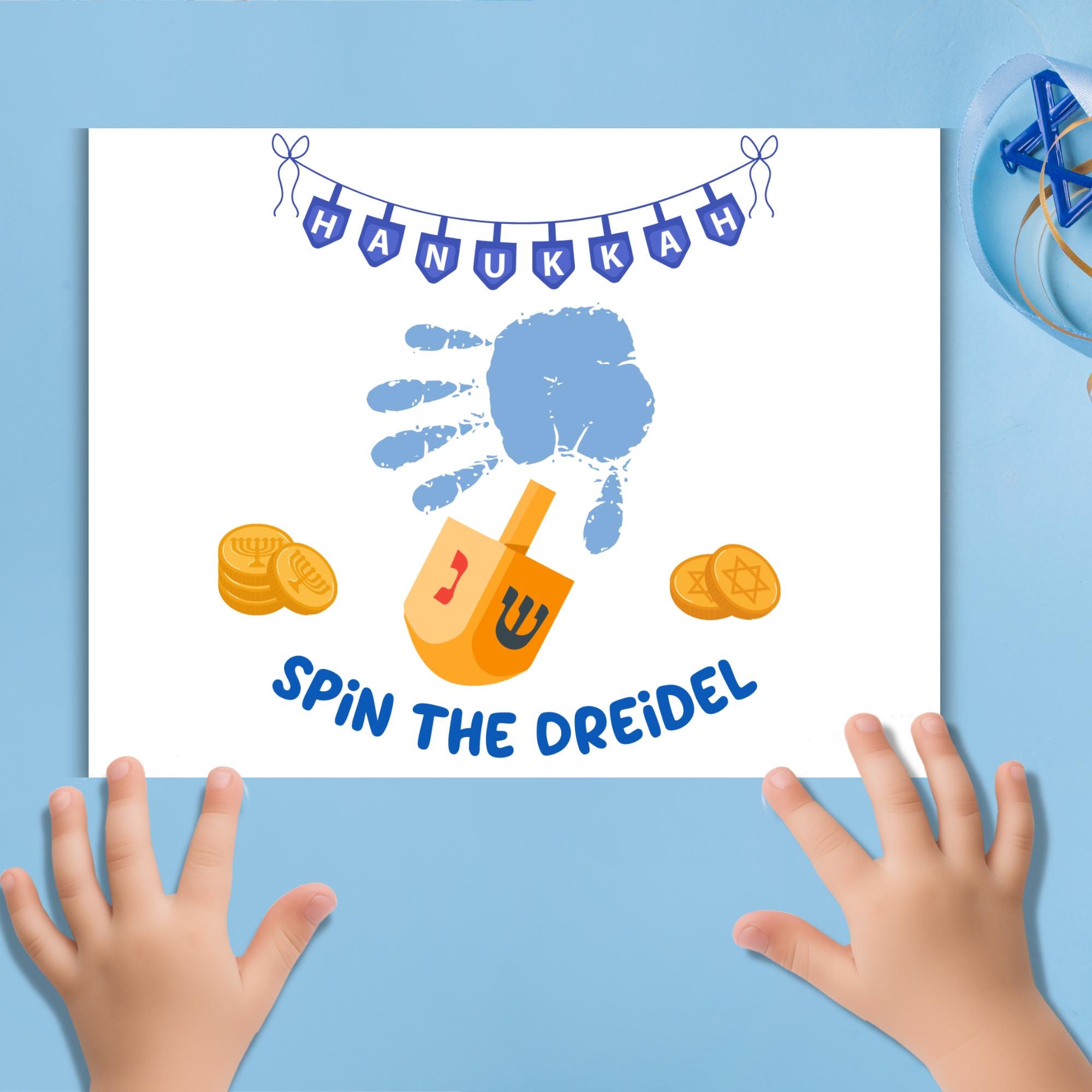 Hanukkah Handprint Craft, Handprint Art, Daycare Craft Happy Hanukkah ...