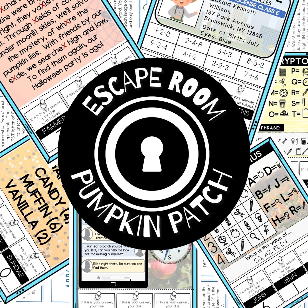 Halloween Pumpkin Patch Escape Room for Kids, Printable Escape Room Kit ...