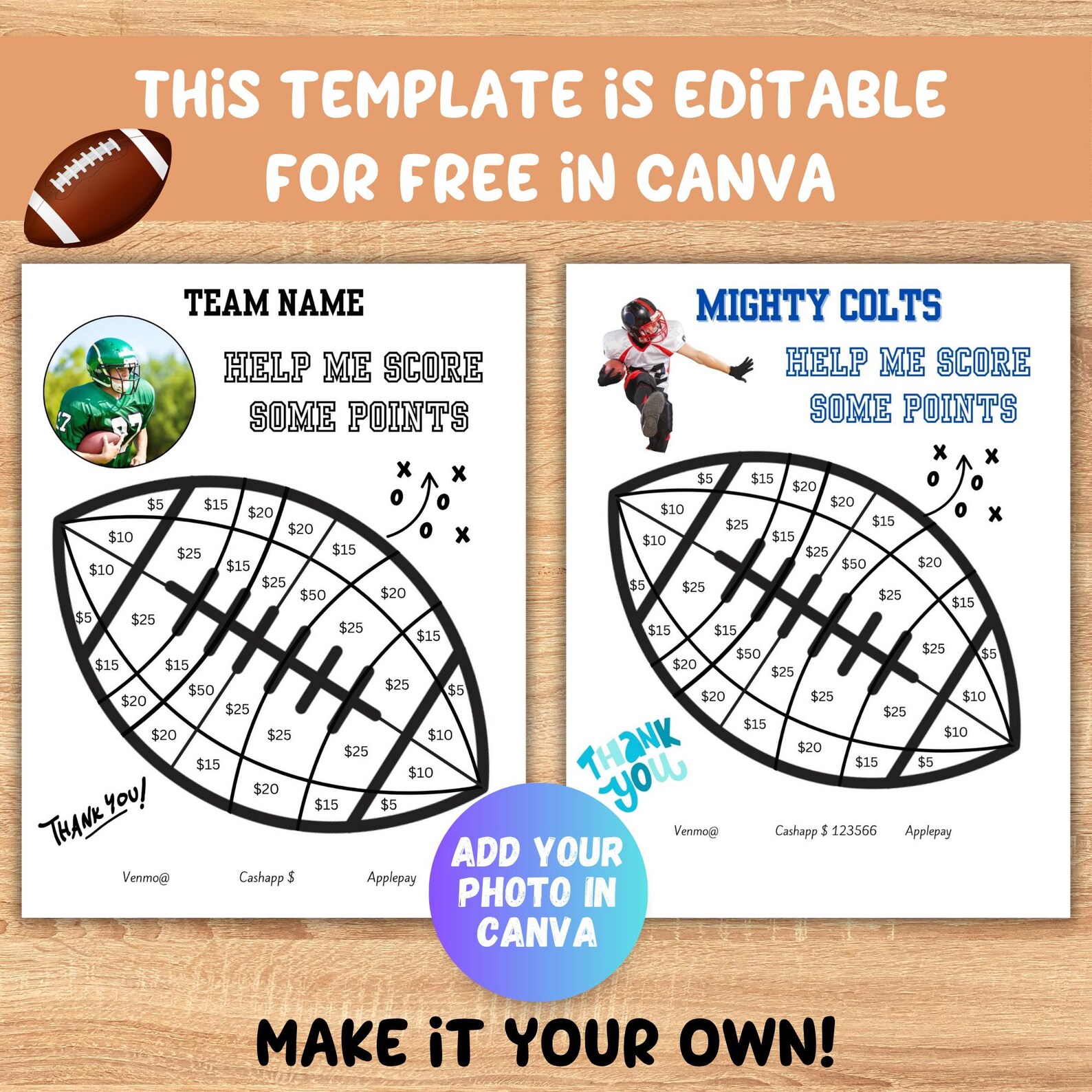 Editable Fill My Football Fundraiser Template, Football Pick a Date and ...
