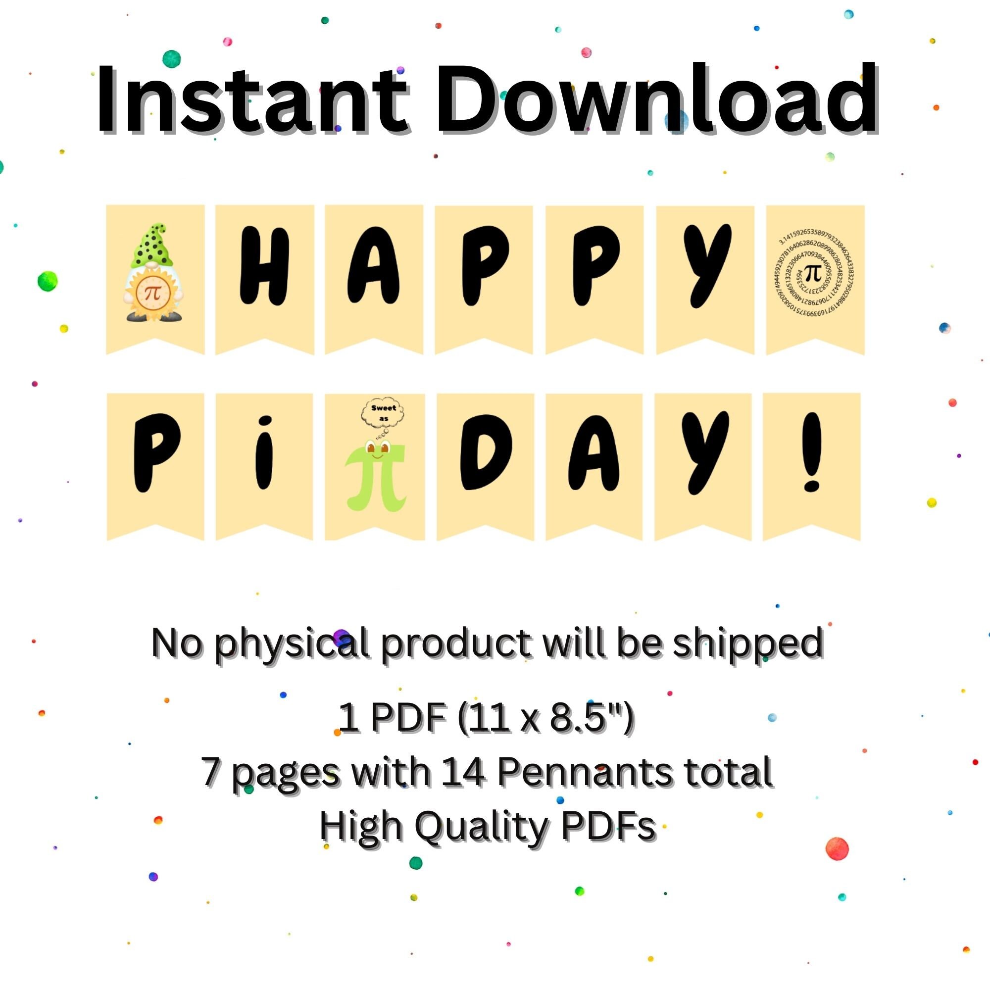 Pi Day Printable Banner, Pi Day Classroom Party Banner, Happy Pi Day ...