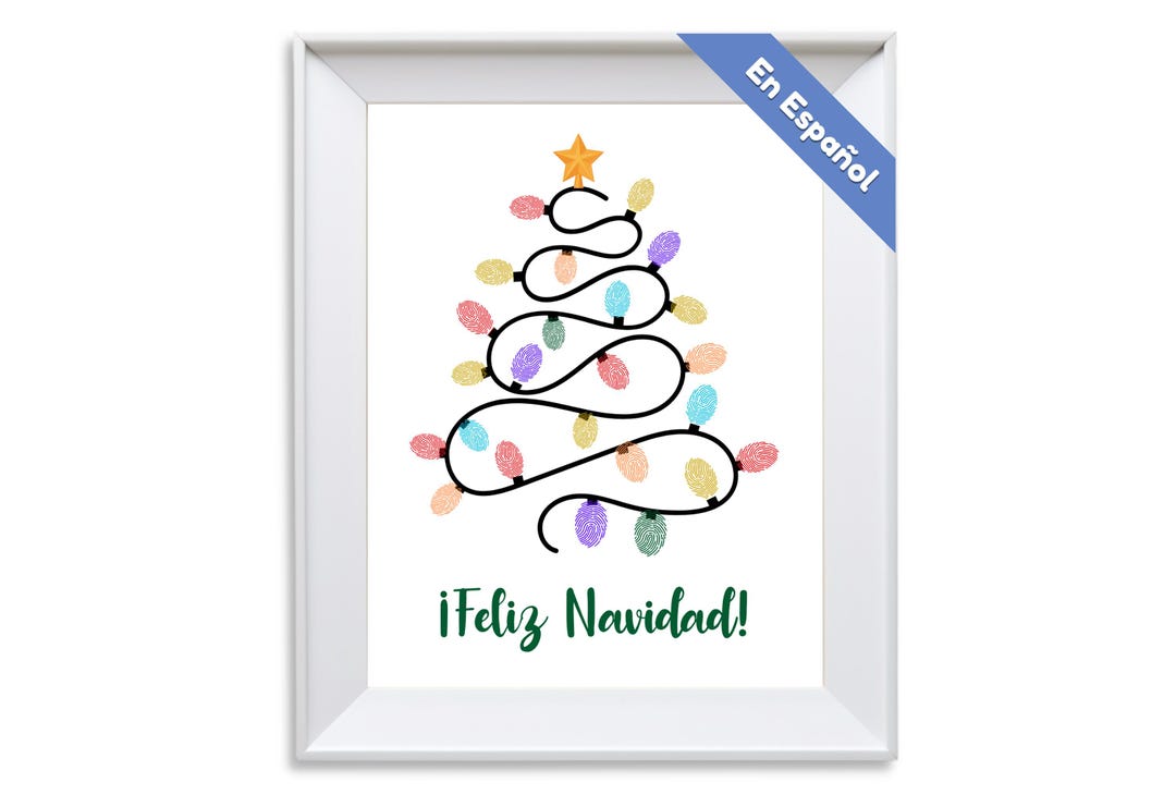 Christmas Handprint Craft, Feliz Navidad Fingerprint Christmas Lights ...
