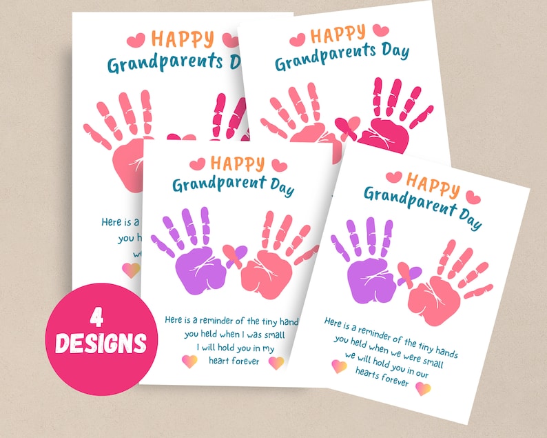 Grandparent's Day Handprint Art, Preschool Handprint Craft Activity for ...