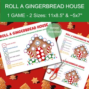 Roll a Gingerbread House Game, Printable Holiday Game, Christmas Party ...