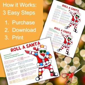Roll a Santa Dice Game, Printable Holiday Game, Christmas Party, Candy ...
