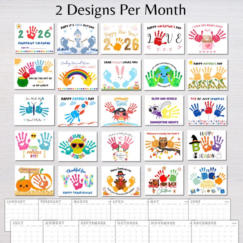 2026 Handprint Calendar, Printable Handprint Craft, Preschool Activity ...