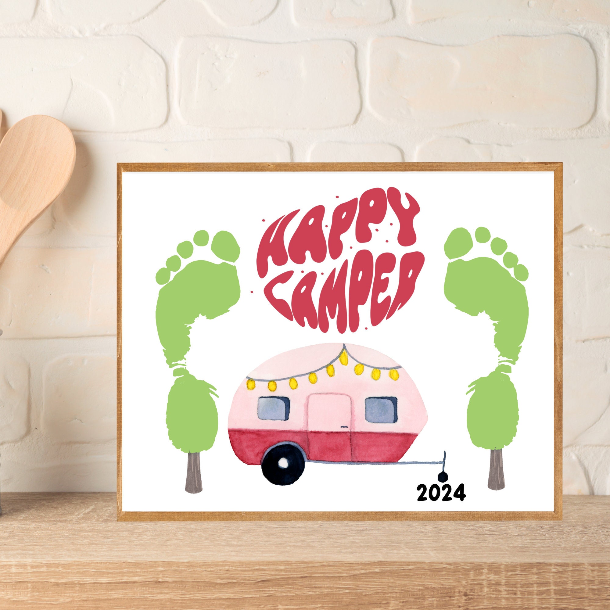 Summer Footprint Art. Happy Camper Craft for Babies, Toddlers. Activity ...