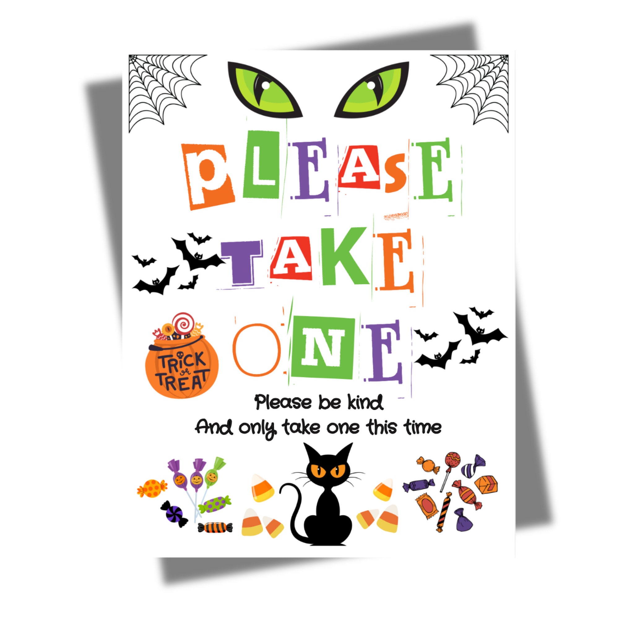 Halloween Candy Sign, "please Take One" Sign, Halloween Decor ...