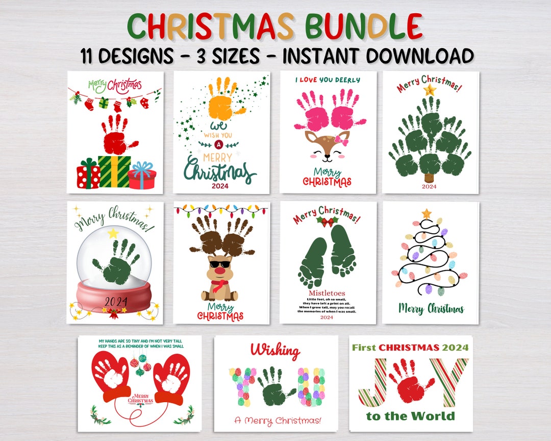 Christmas Handprint Craft Bundle, Christmas Handprint Art, Printable ...