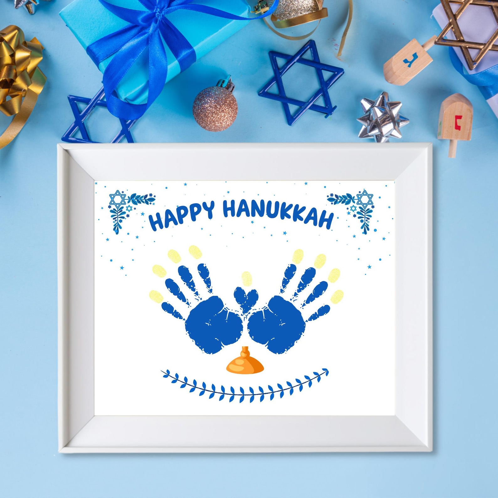 Hanukkah Handprint Craft, Handprint Art, Hanukkah Menorah, Preschool ...