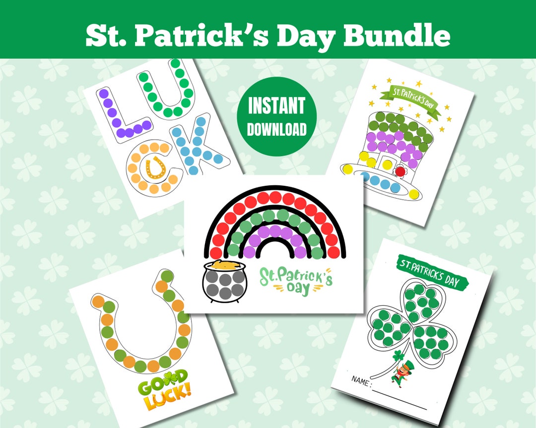 St Patrick's Day Dot Marker Coloring Page Bundle for Preschoolers. St ...