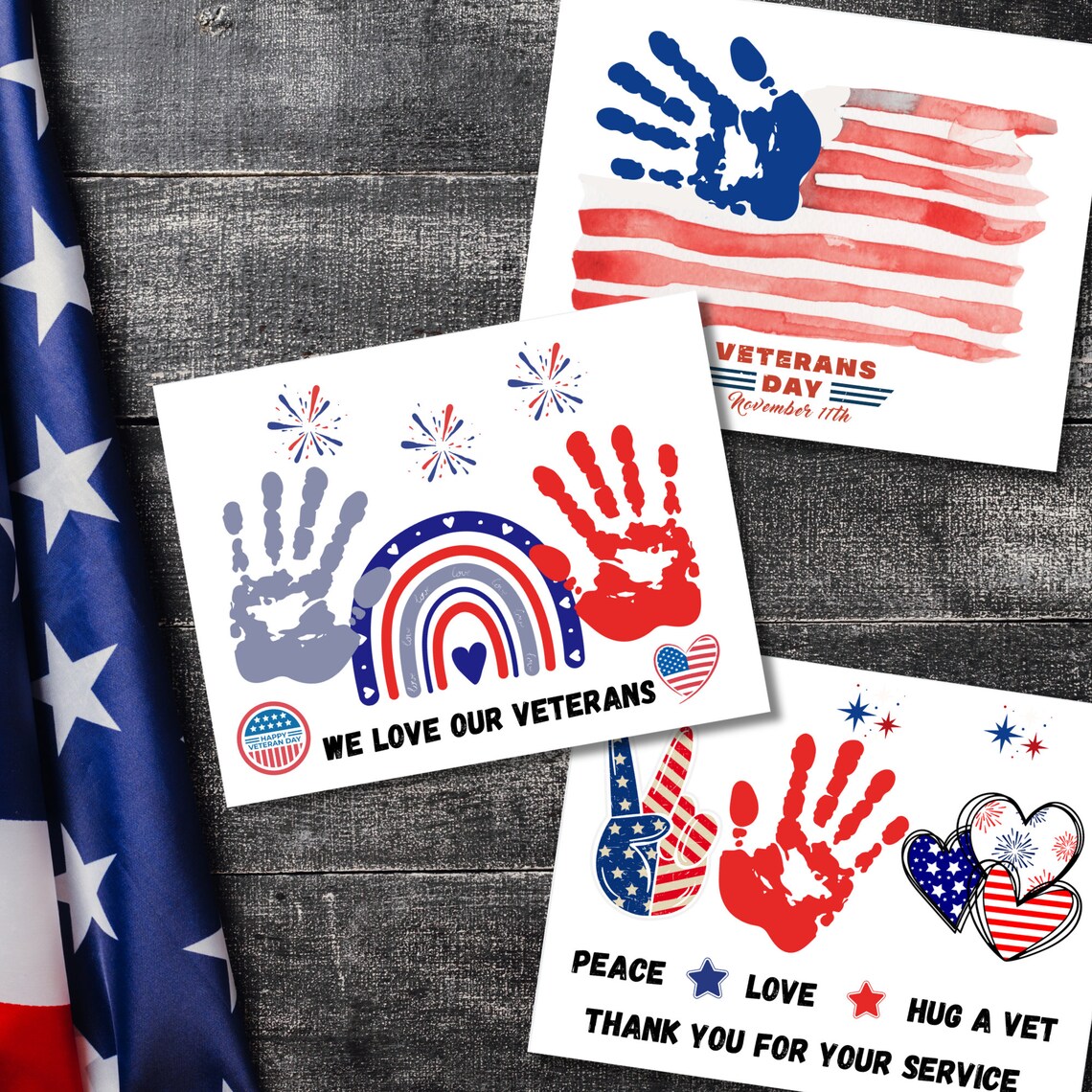 Veterans Day Handprint Art Bundle, Veterans Day Handprint Craft ...