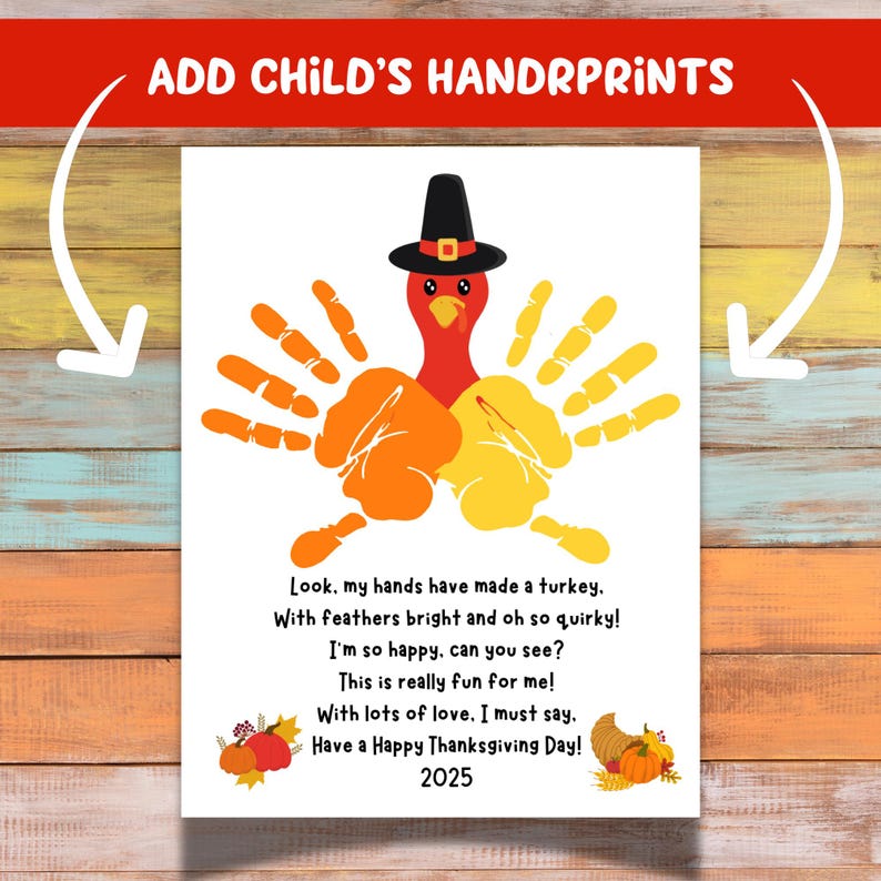 Turkey Handprint Art, Thanksgiving Poem, Handprint Craft, Preschool ...